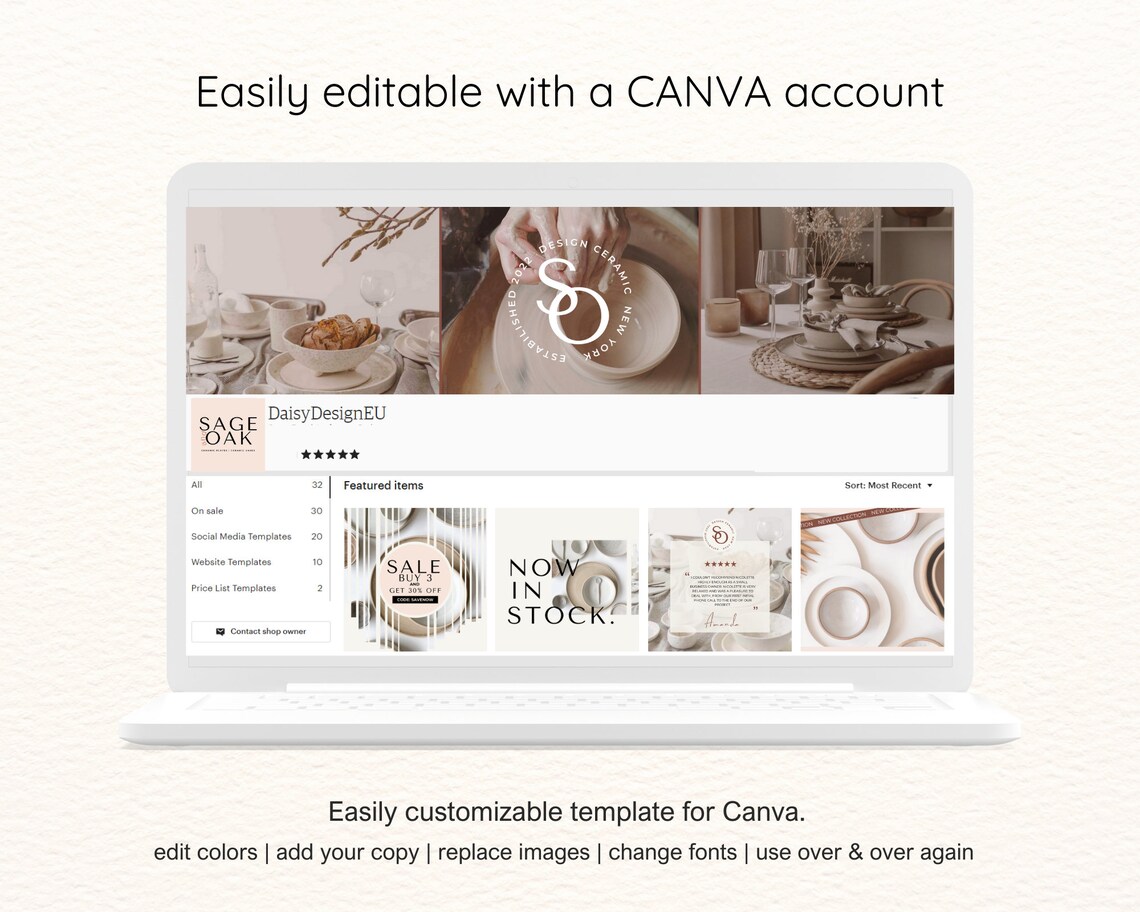 Minimalist Etsy Shop Kit Etsy Banner Template Etsy Shop Banner Etsy ...