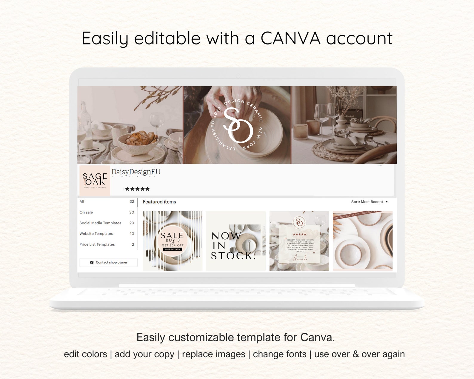 Minimalist Etsy Shop Kit Etsy Banner Template Etsy Shop Banner Etsy ...