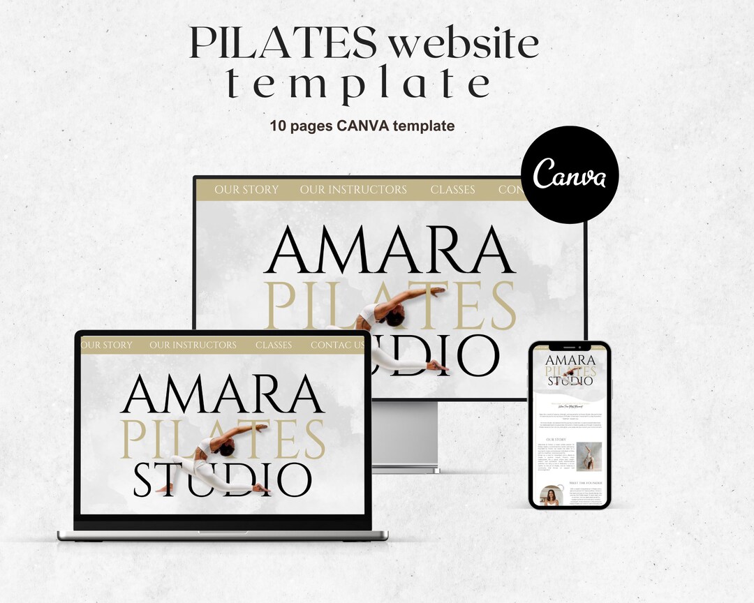 Pilates Website Template Canva | Pilates Instructor Website Templates ...