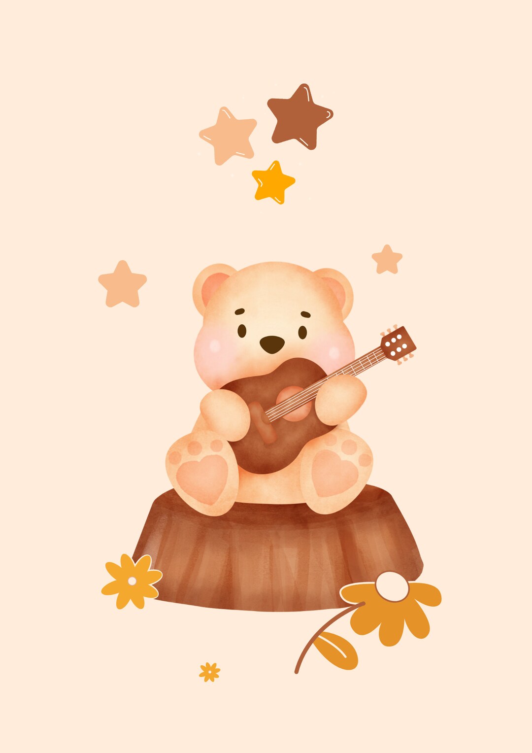 Beige and Brown Bear Print - Etsy