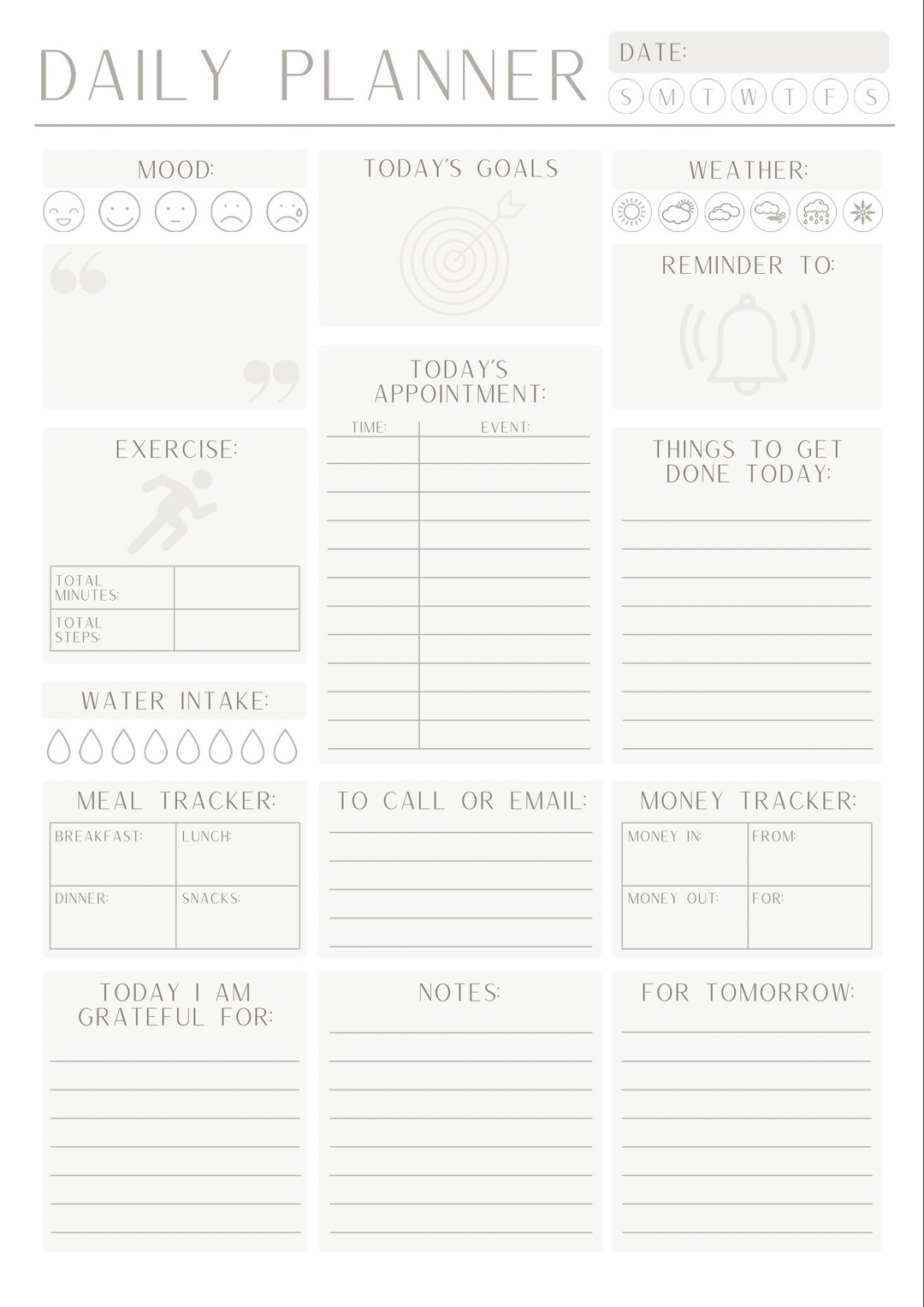 Aesthetic Beige Minimal Daily Planner - Etsy