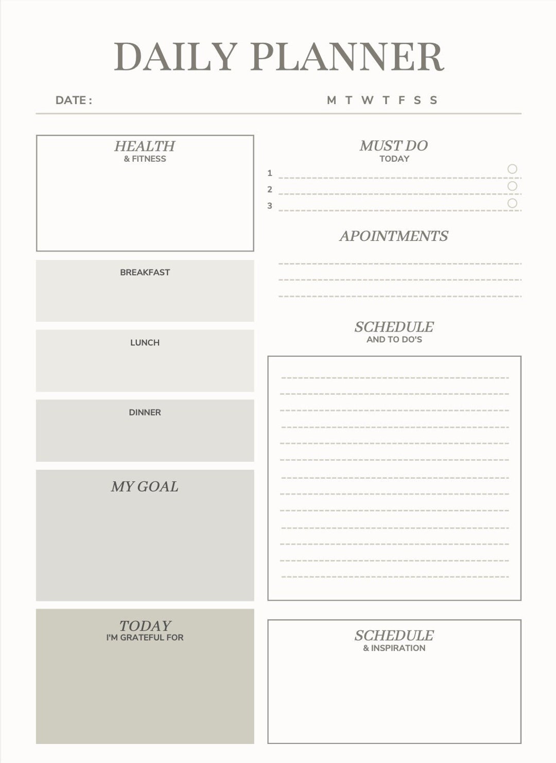 Aesthetic, Beige, Modern Daily Digital Planner - Etsy