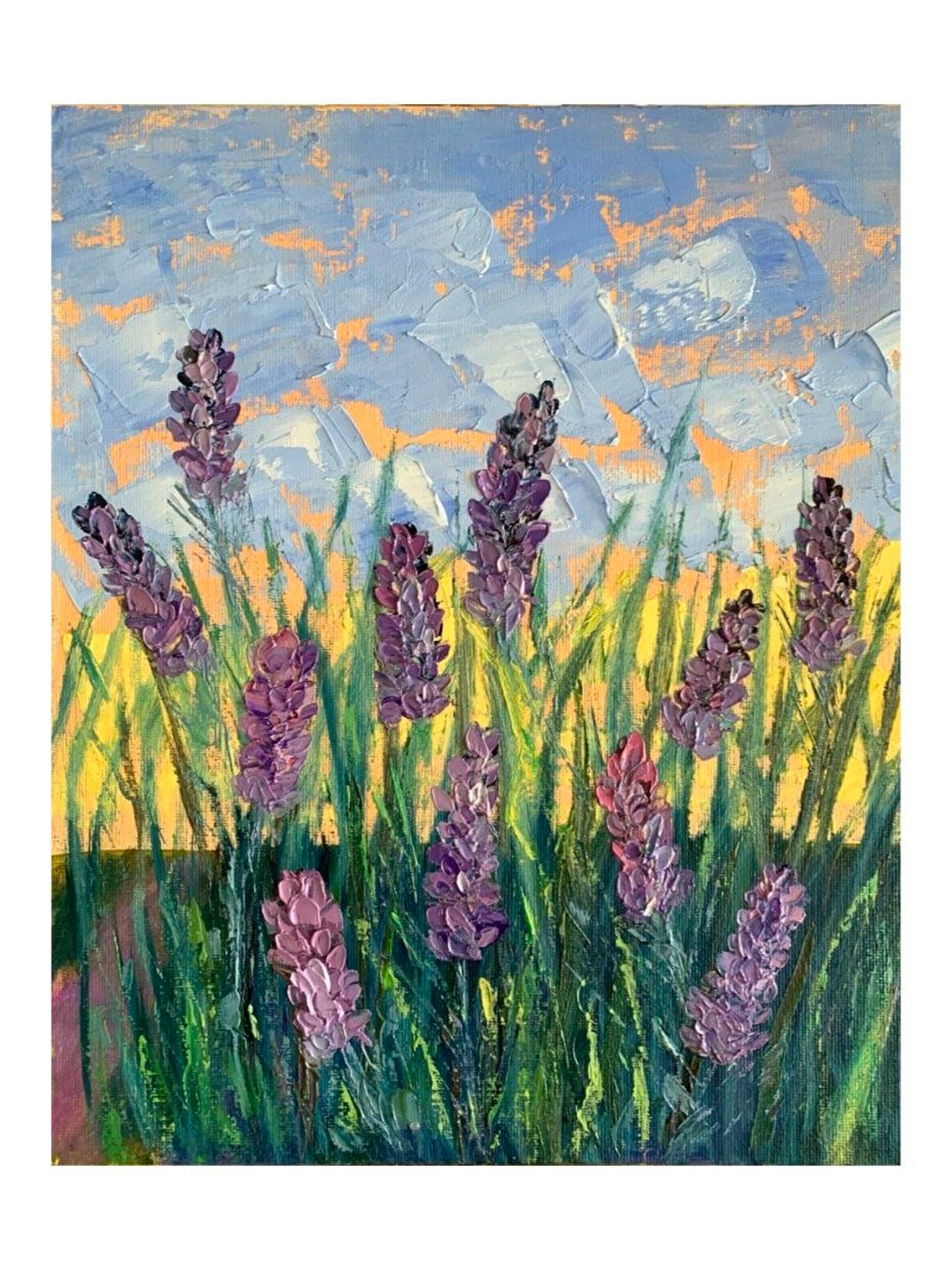 Purple Lavender Original Art Impasto Lavender Field Oil Painting ...