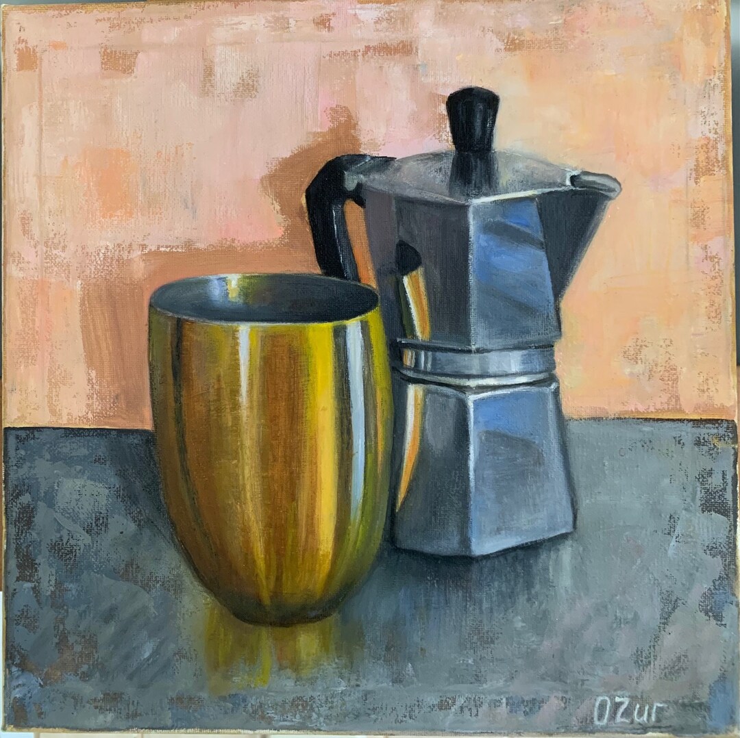 Coffee Pot Still Life Art Oil Original Painting My Handwork on ...