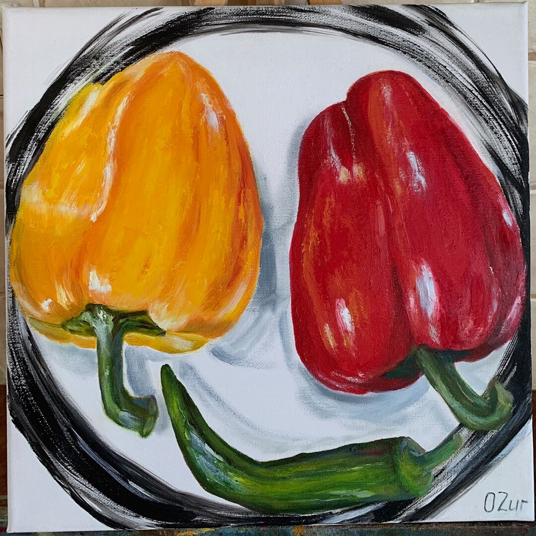 Bright Peppers Paiting Red Pepper Art Chili Pepper Art Still Life ...