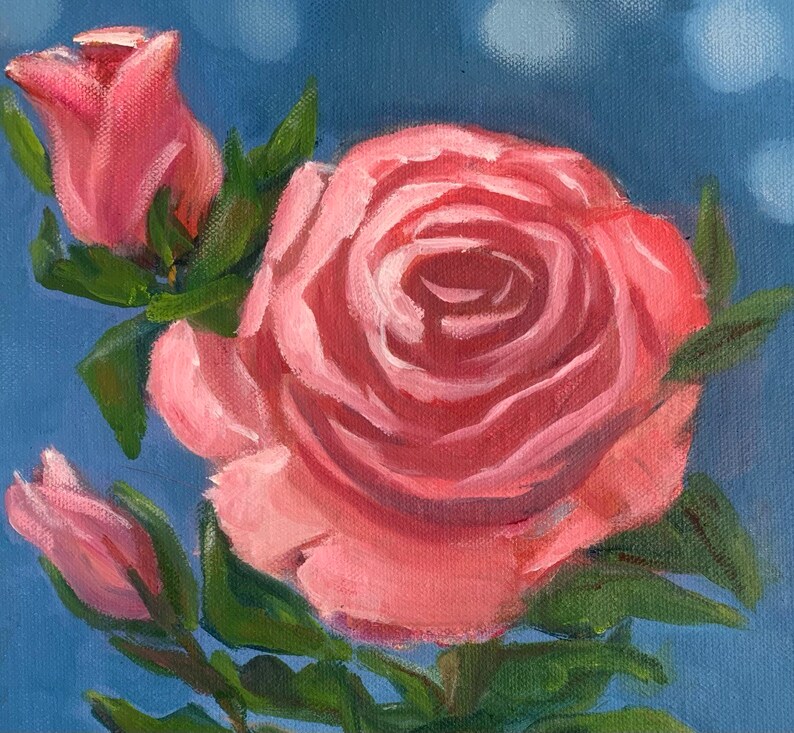 Original Pink Roses Oil Painting, Floral Still Life Art (10x10) - Etsy
