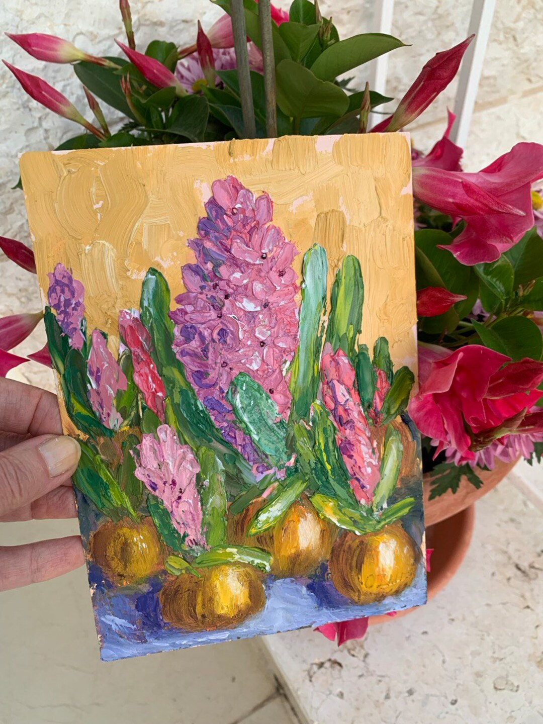 Hyacinths Original Oil Painting Floral Original Art Hyacinth Impasto ...