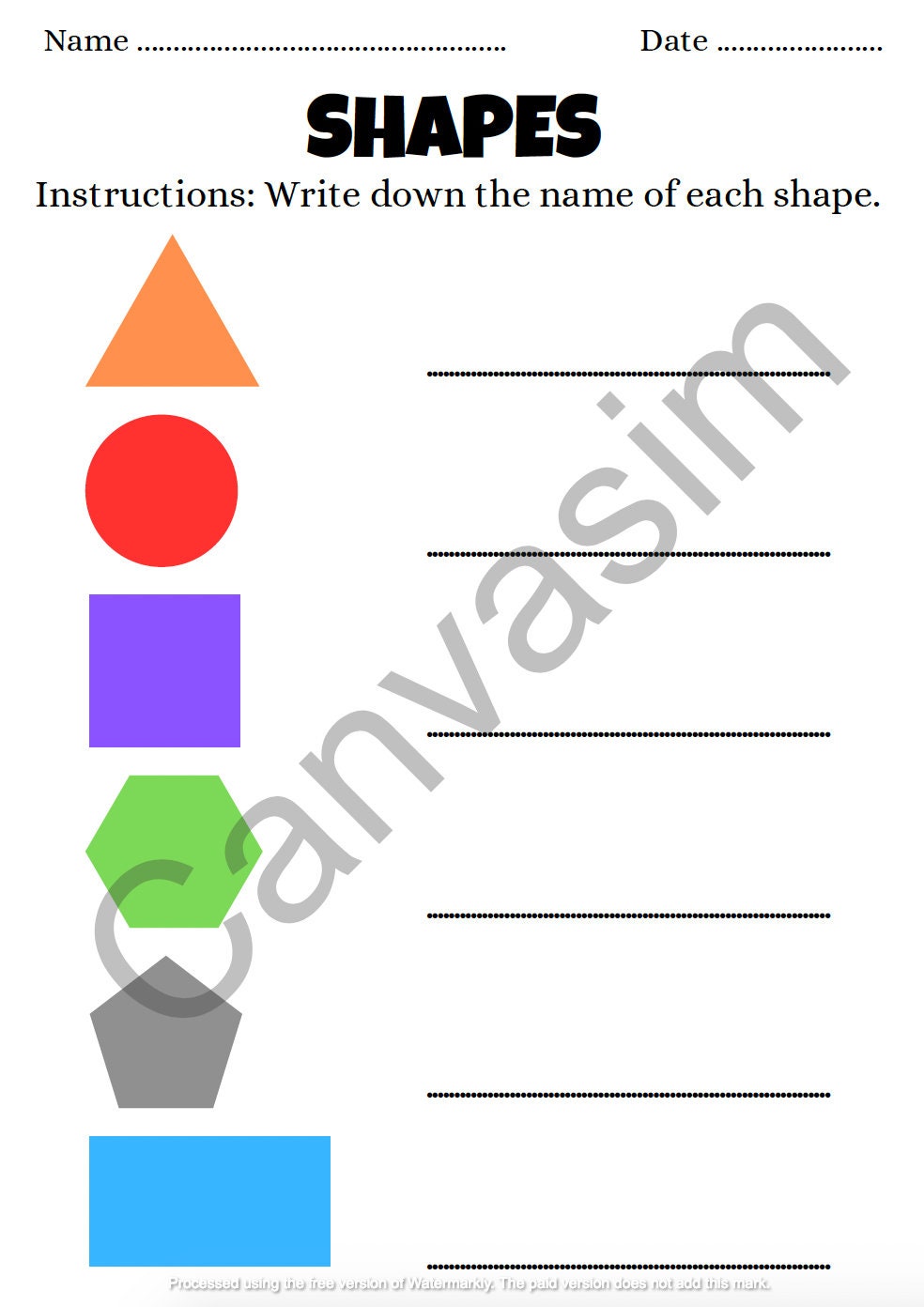 Learning Your Shapes Worksheet (4 Pages) - Etsy