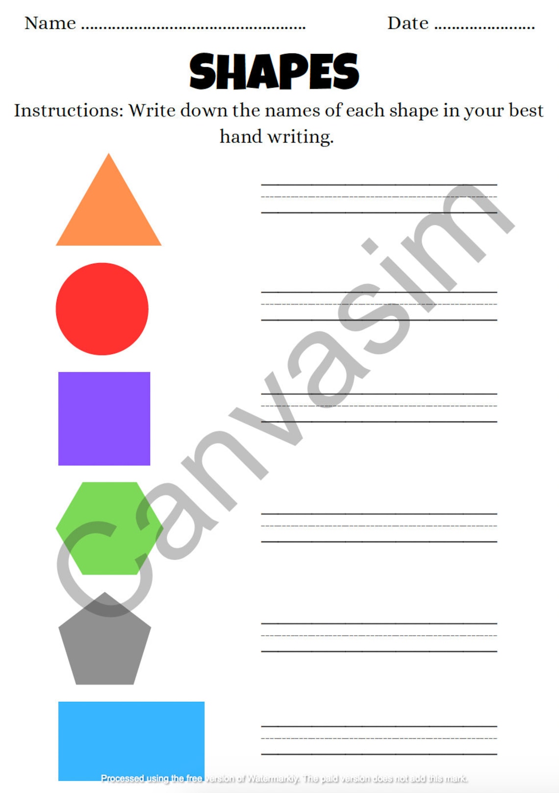 Learning Your Shapes Worksheet (4 Pages) - Etsy