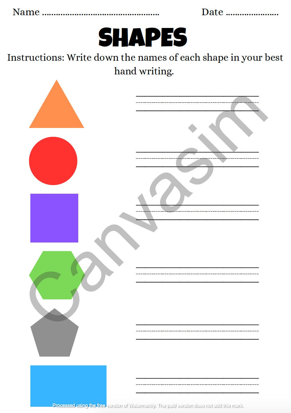 Learning Your Shapes Worksheet (4 Pages) - Etsy