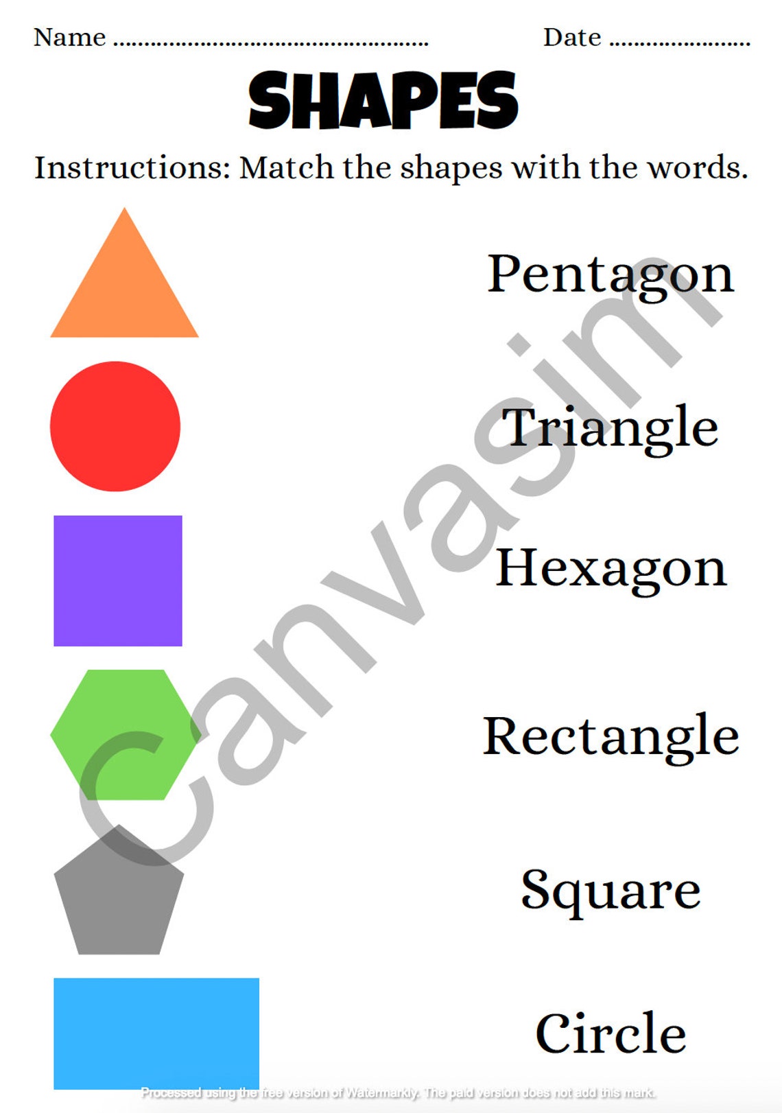 Learning Your Shapes Worksheet 4 Pages - Etsy
