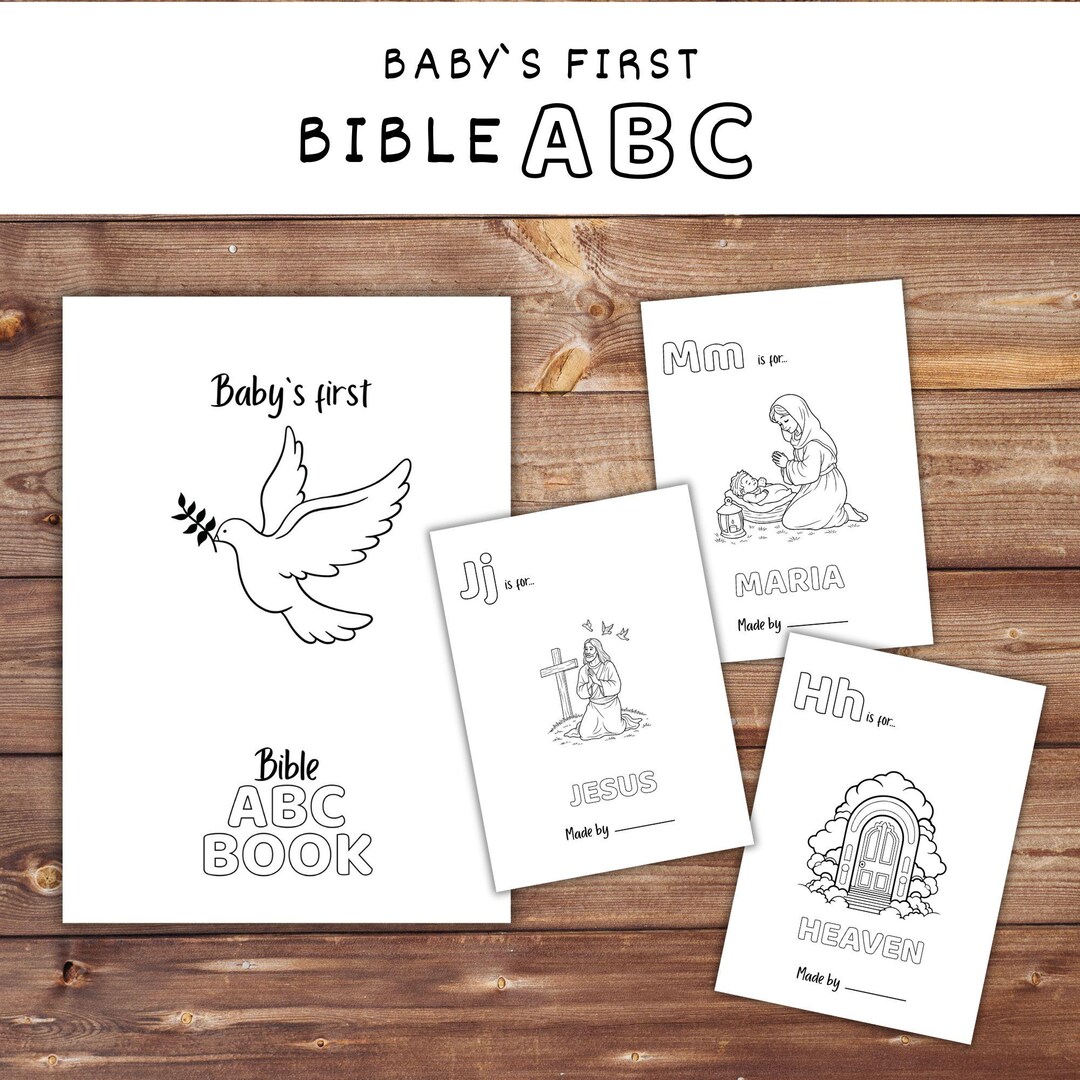 Babys First Bible ABC Baby Shower Coloring Book, Printable ABC Baby ...