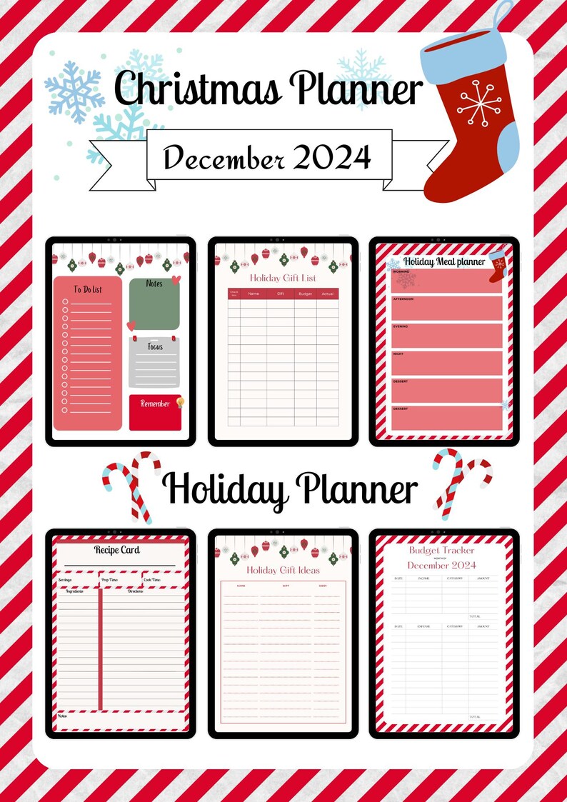 Holiday Planner Printable 2024 Red Theme Christmas Planner & Holiday ...