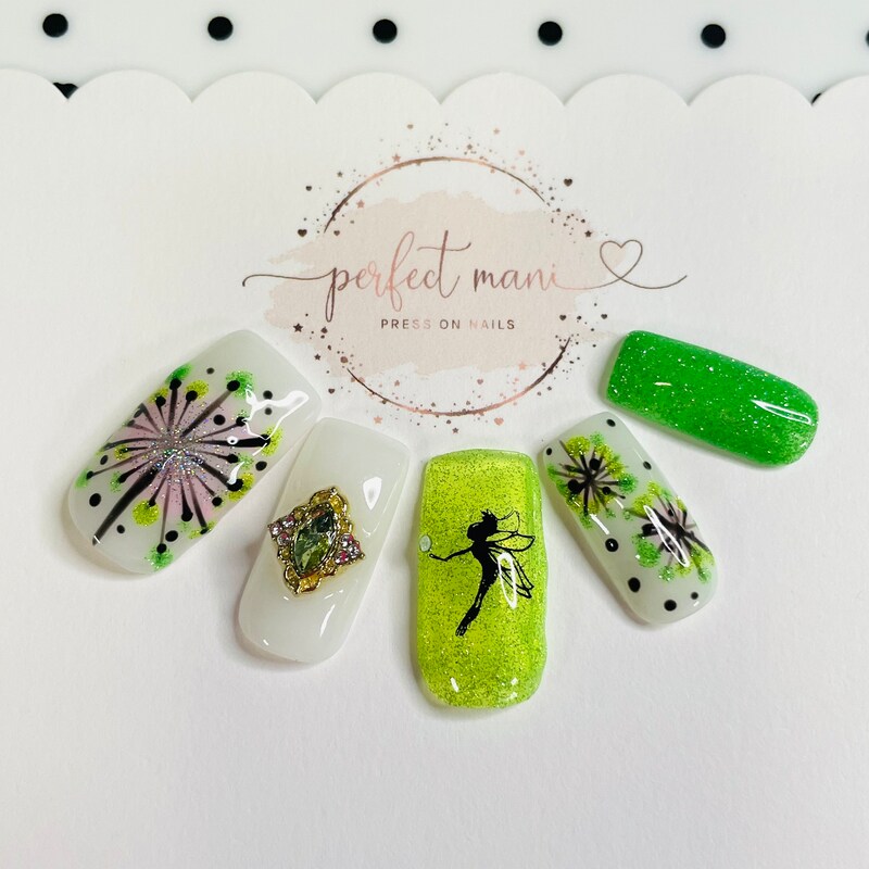 Tinkerbell Nails - Etsy