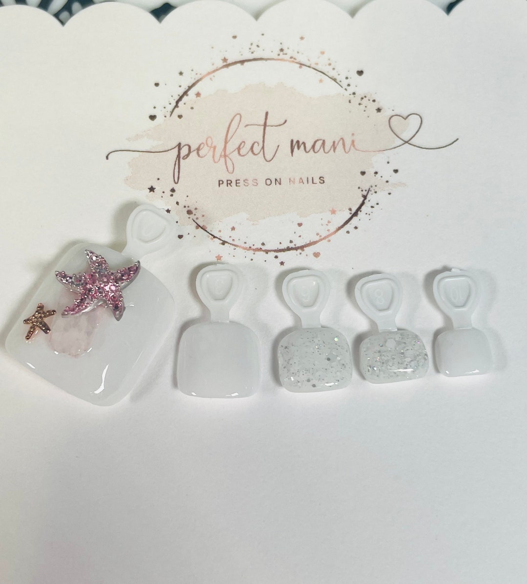Starfish & Shell Luxury Press on Pedicure / Square Toe Length / 22 ...