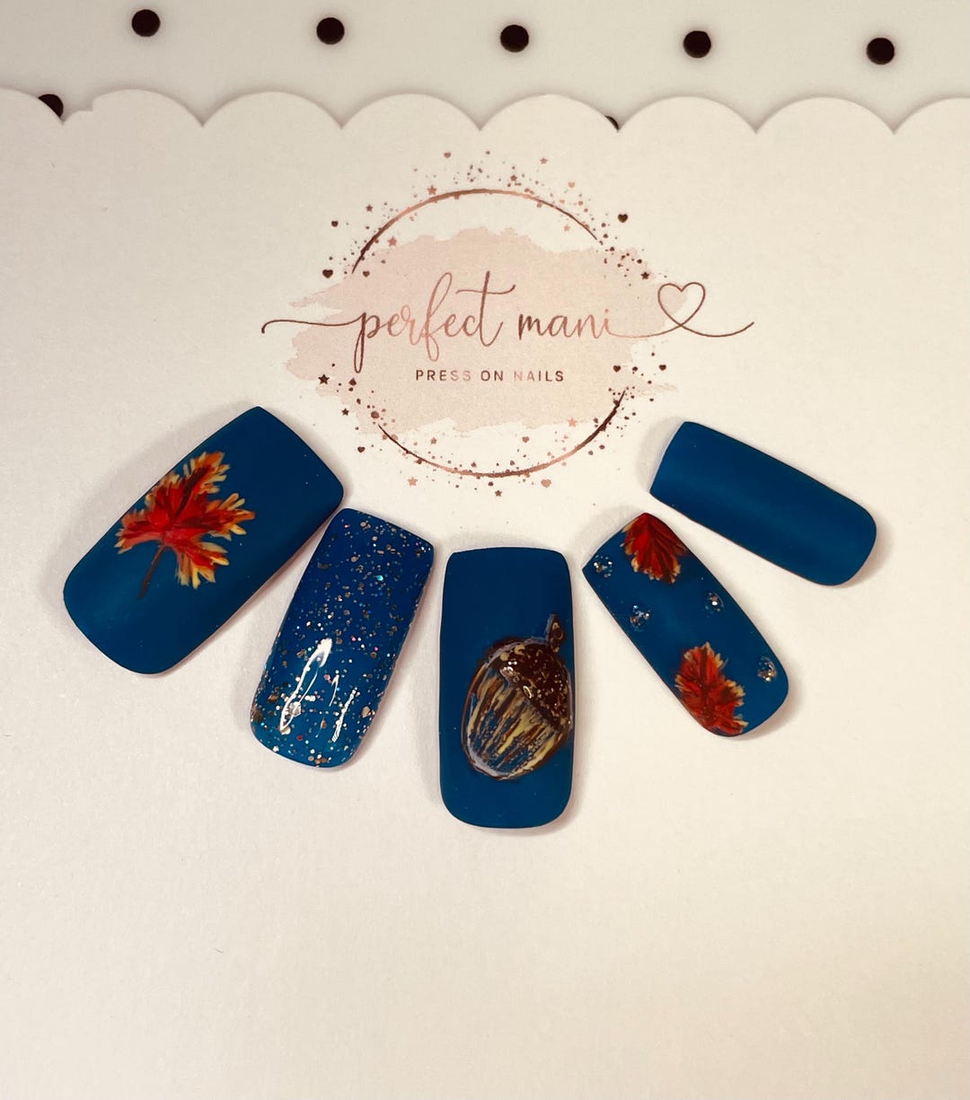 Fall Luxury Press on Nails / Medium / Square / 20 Nails / Full Set ...