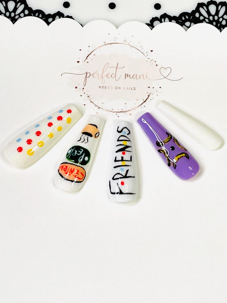 Friends Inspired Luxury Press on Nails / Long Coffin / 20 Nails / No ...
