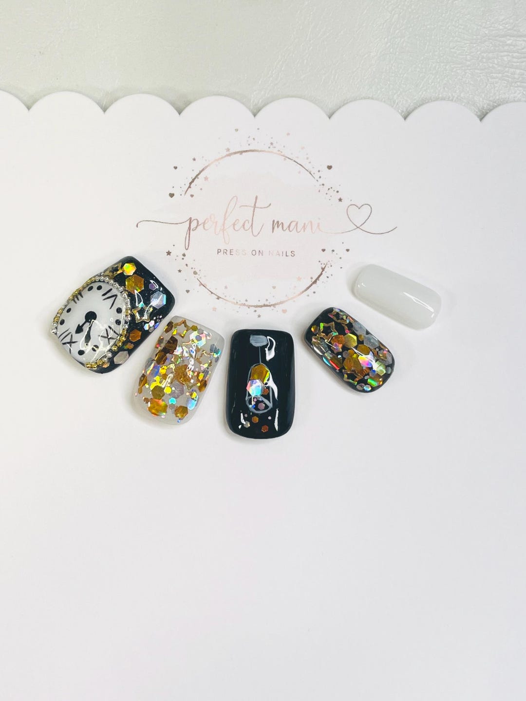 New Years Eve Luxury Press on Nails / Short / Square / 24 Nails / Full ...