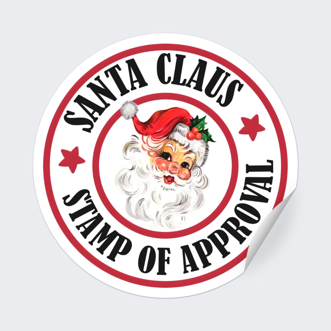 Vintage Santa 'nice List Approved' Christmas Stamp: Retro Holiday ...