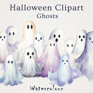 Halloween Watercolour Ghosts Transparent PNG Clipart for Commercial Use ...