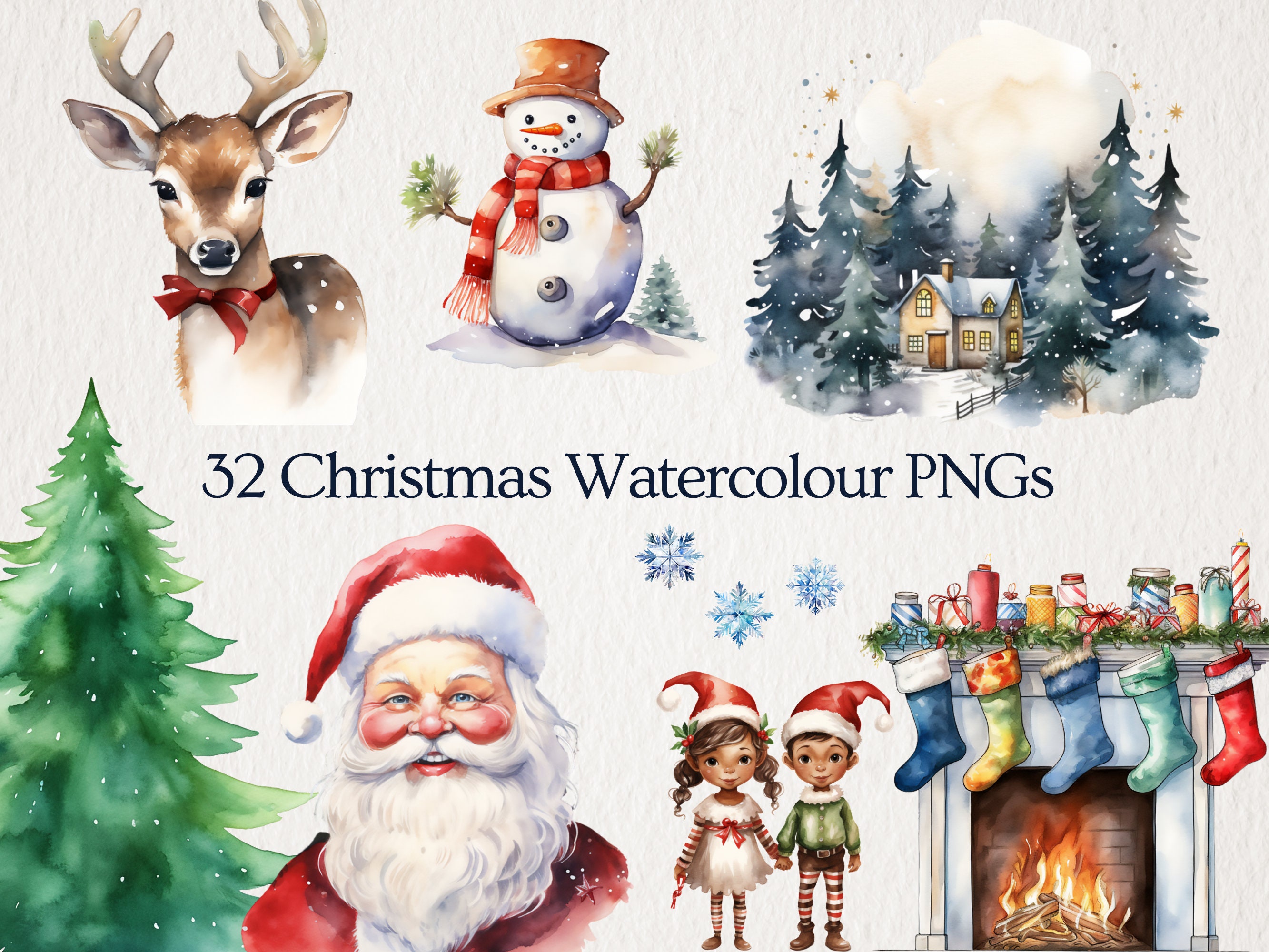 32 Christmas Watercolour Cliparts, Transparent Pngs, Cozy Christmas ...
