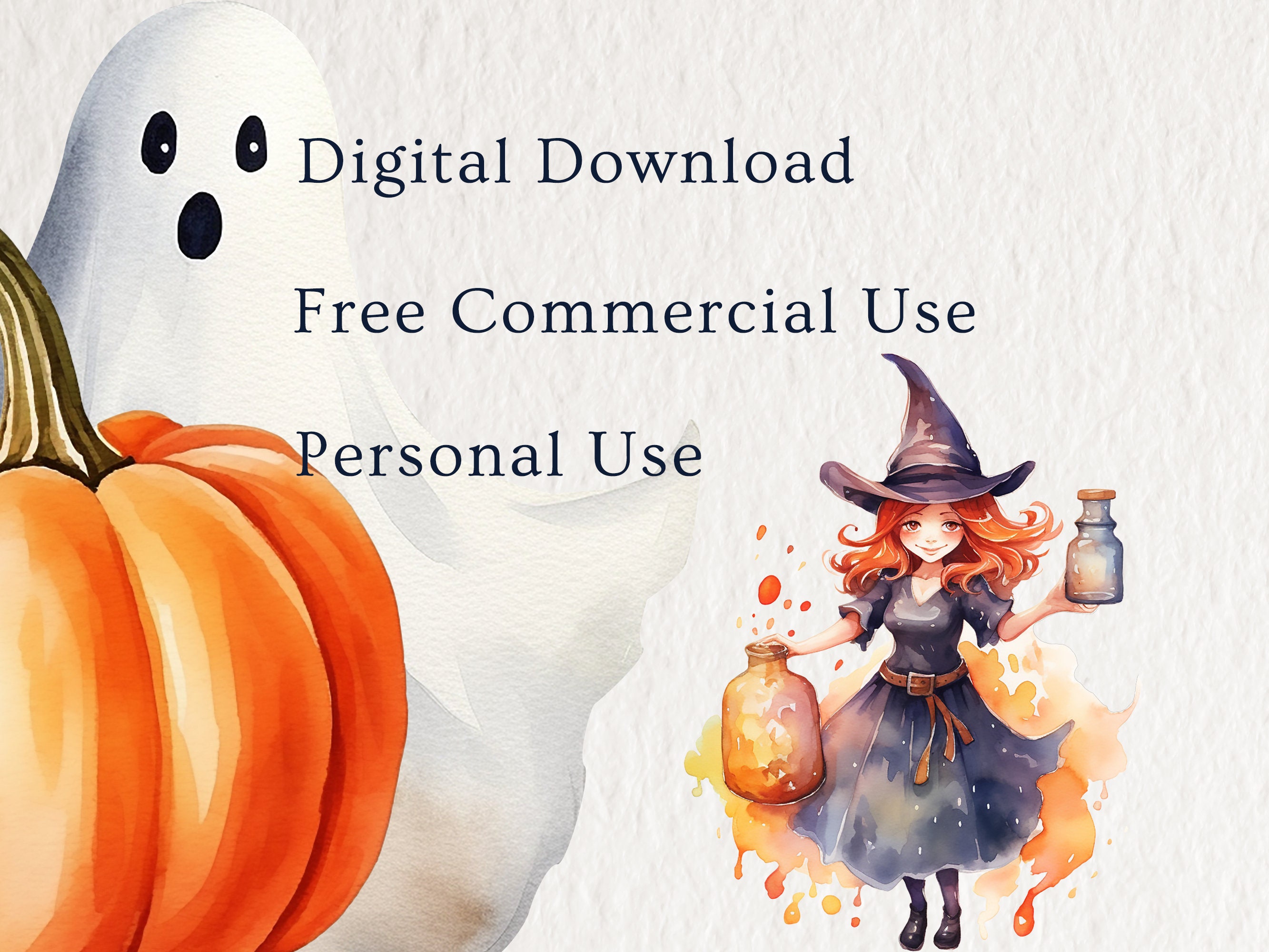 Watercolour Halloween Clipart, 32 PNG Graphics 300dpi, Instant Download ...
