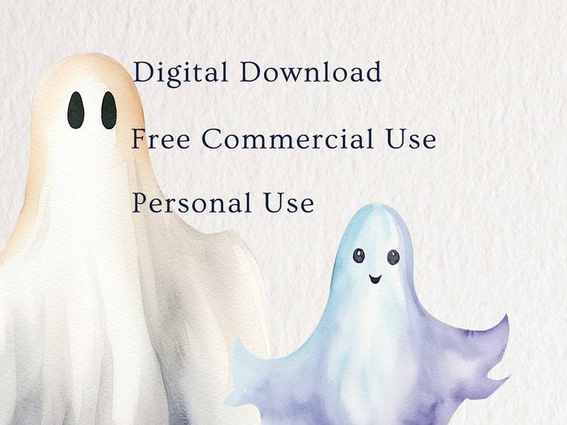Halloween Watercolour Ghosts Transparent PNG Clipart for Commercial Use ...