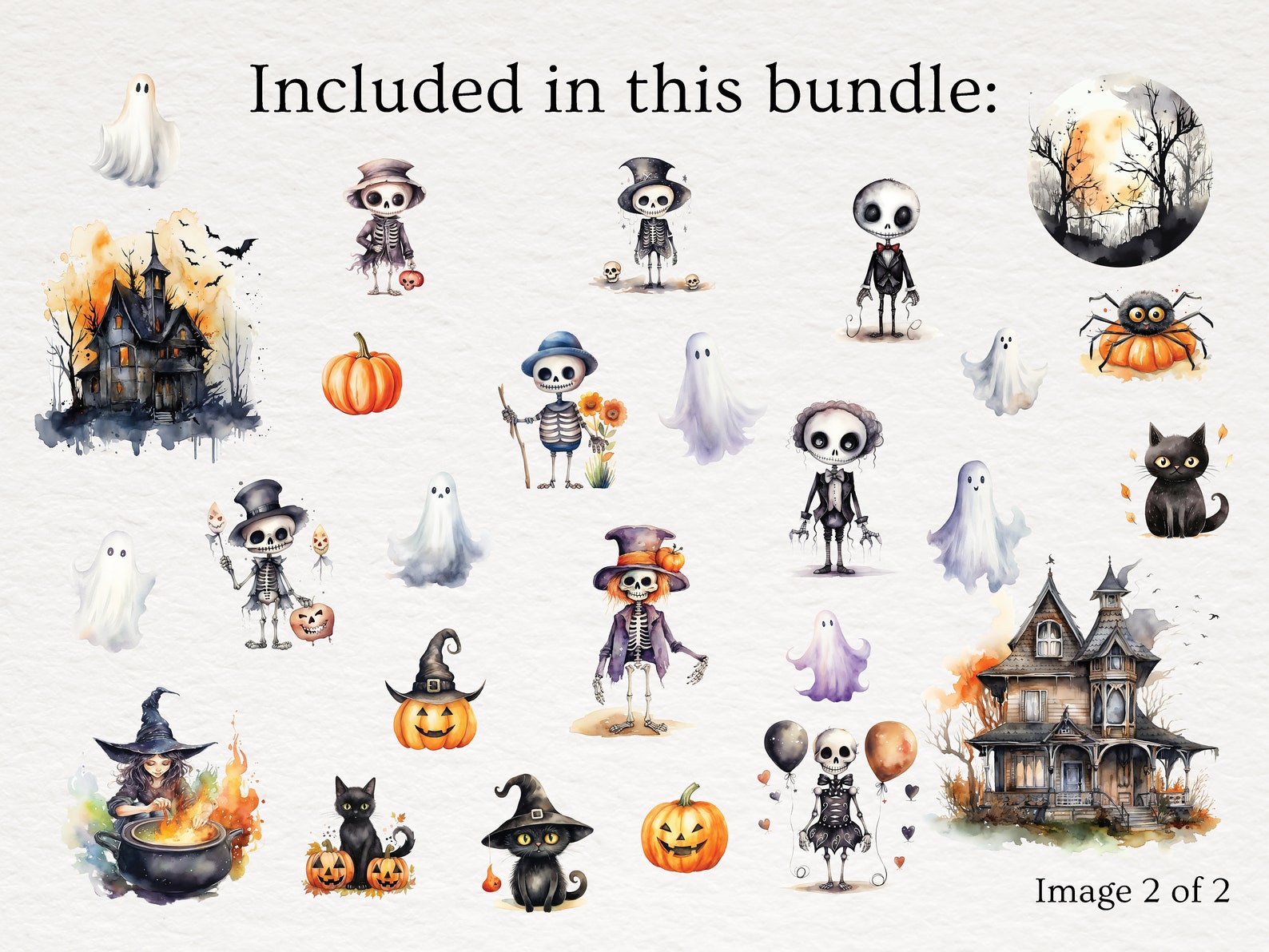 Complete Halloween Watercolour Clipart Bundle, 52 PNG 300dpi, Instant ...