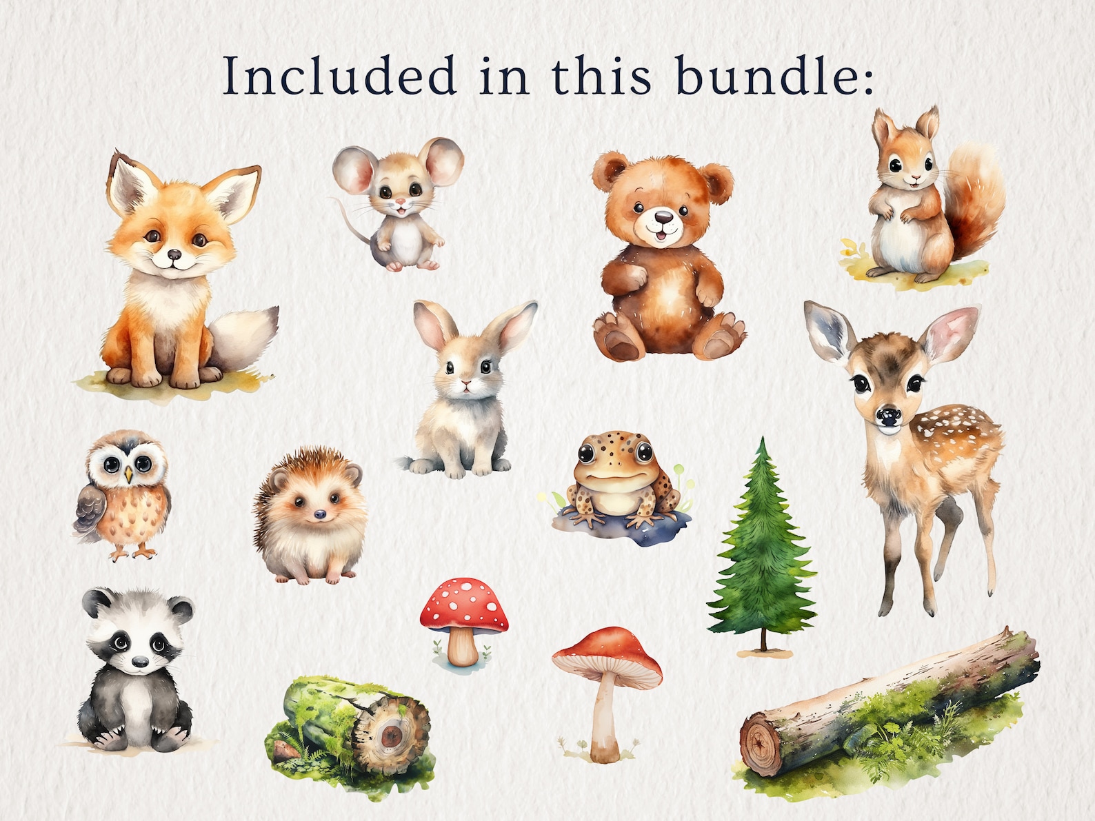 Woodland Animals Clipart, Watercolour, Clipart for Commercial Use ...