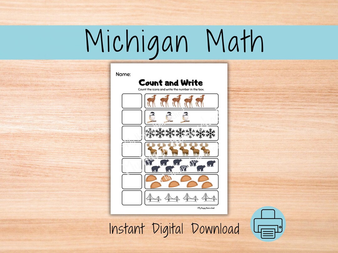 Michigan Themed Math Counting Printable Digital Download - Etsy