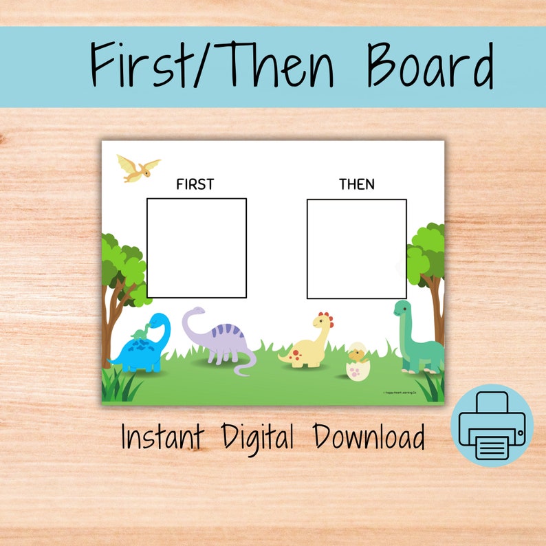 DINOSAUR FIRST THEN Board Autism and Nonverbal Printable - Etsy