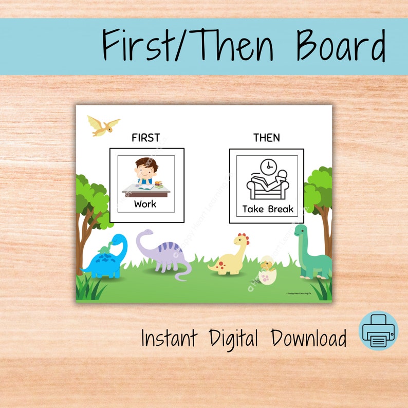 DINOSAUR FIRST THEN Board Autism and Nonverbal Printable - Etsy