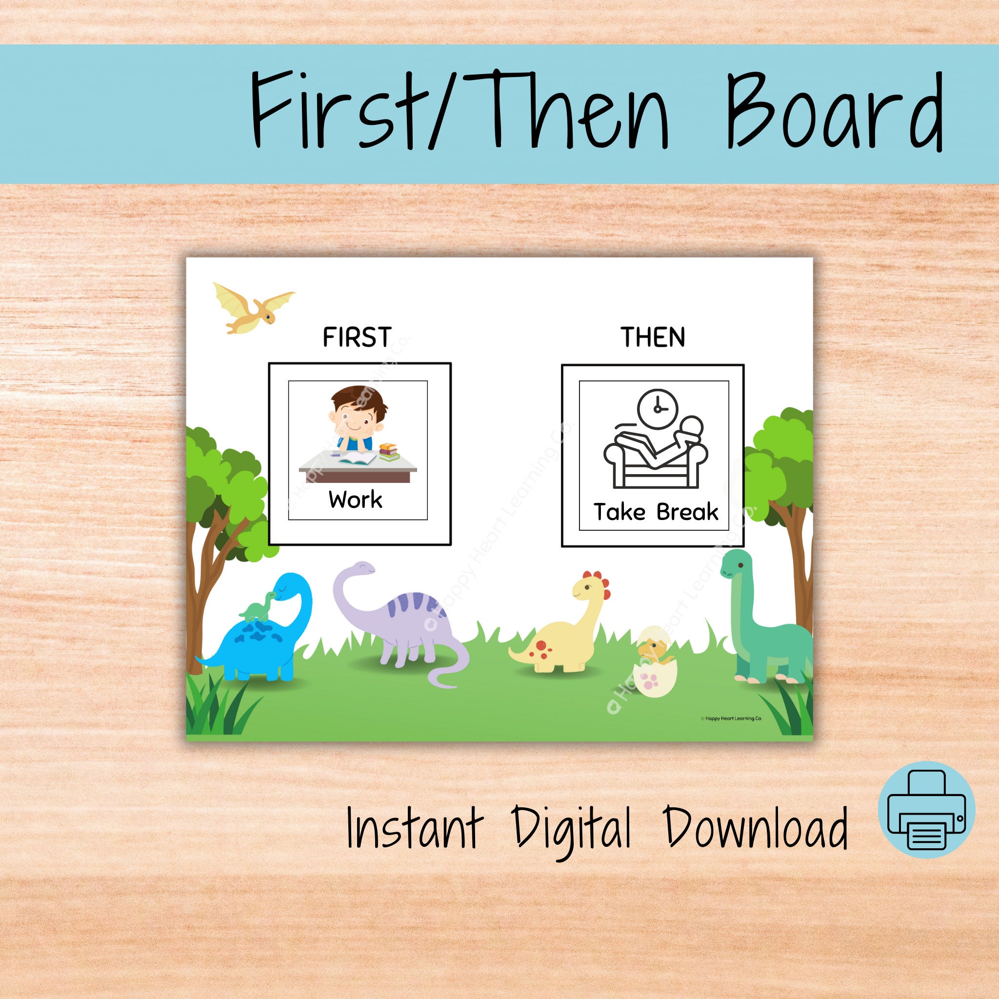 DINOSAUR FIRST THEN Board Autism and Nonverbal Printable - Etsy