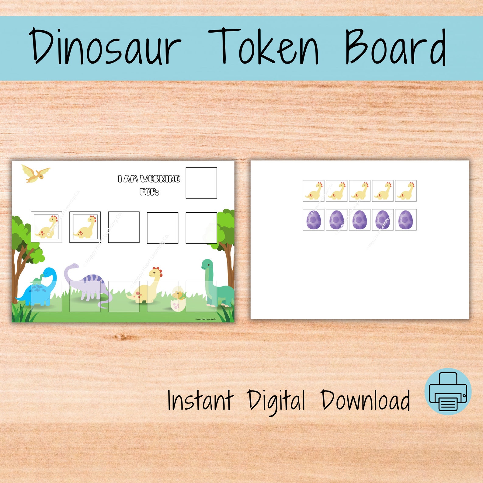 DINOSAUR TOKEN BOARD Autism and Nonverbal Printable - Etsy