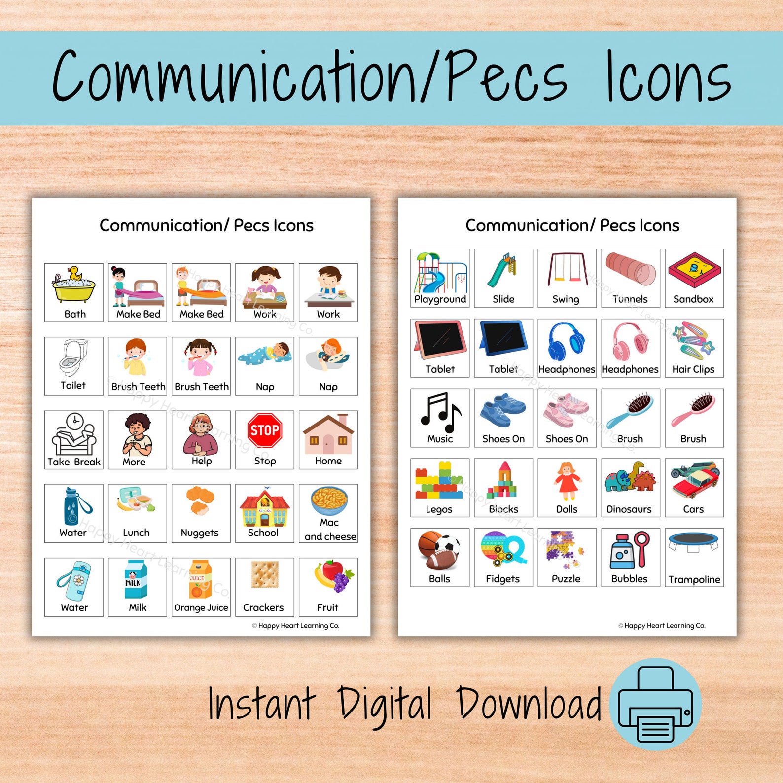 Autism Nonverbal Communication Pecs Board ICONS - Etsy