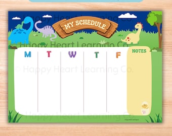 KIDS DAILY SCHEDULE Dinosaur Printable for Instant Download Horizontal ...