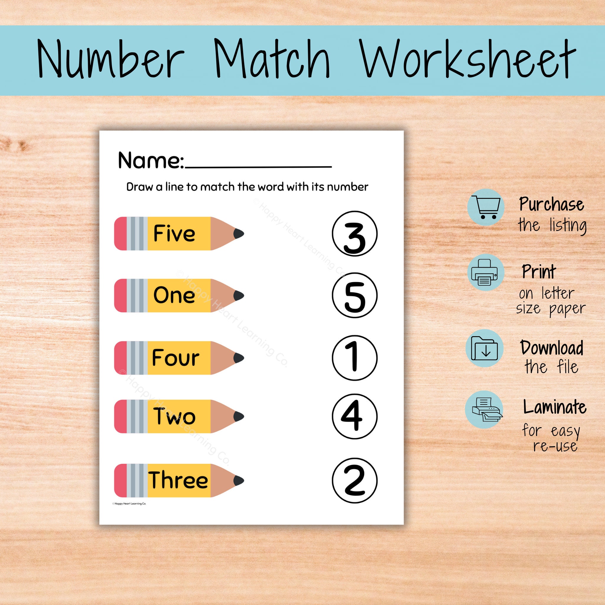 NUMBER MATCH PRINTABLE Math Worksheet Bundle - Etsy