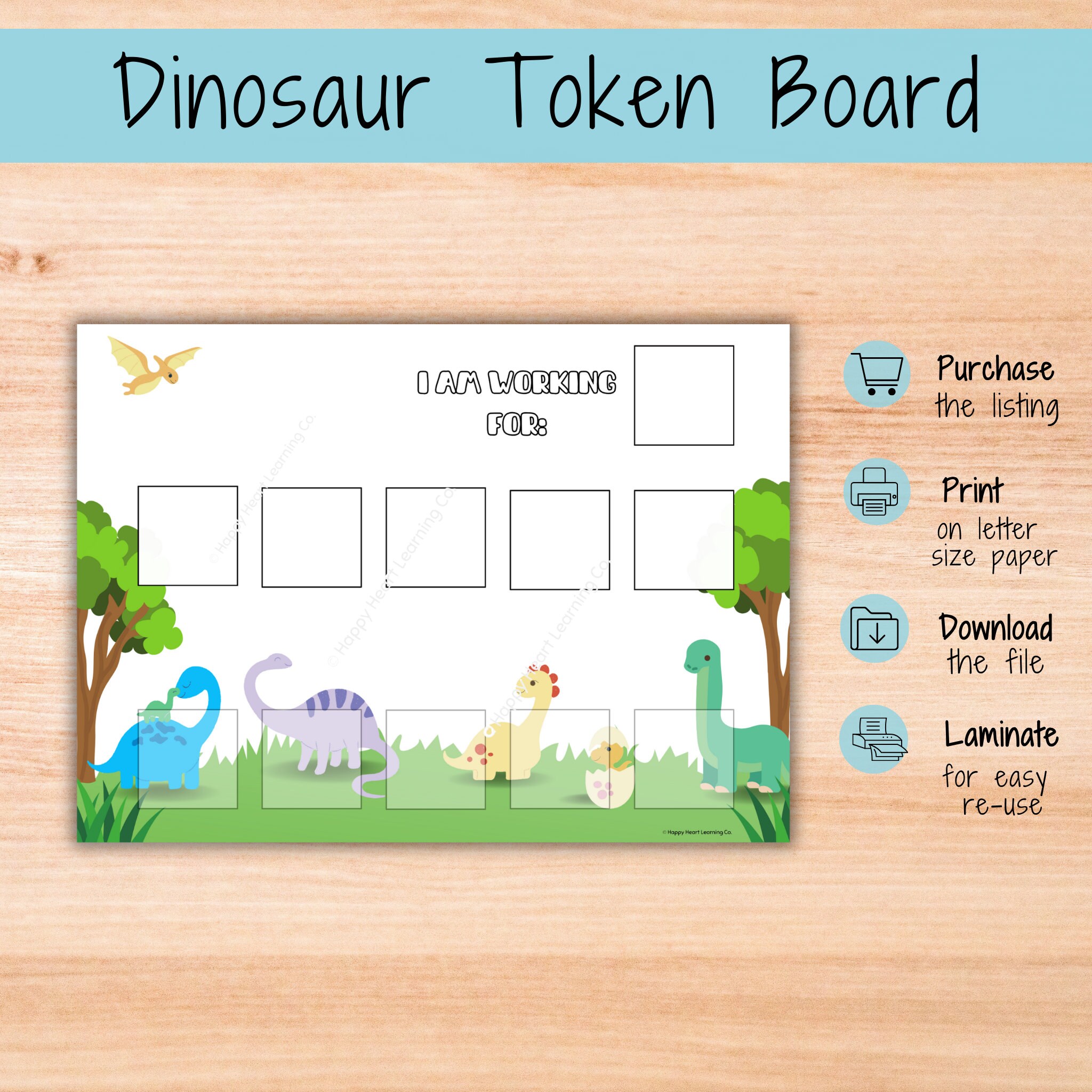 DINOSAUR TOKEN BOARD Autism and Nonverbal Printable - Etsy