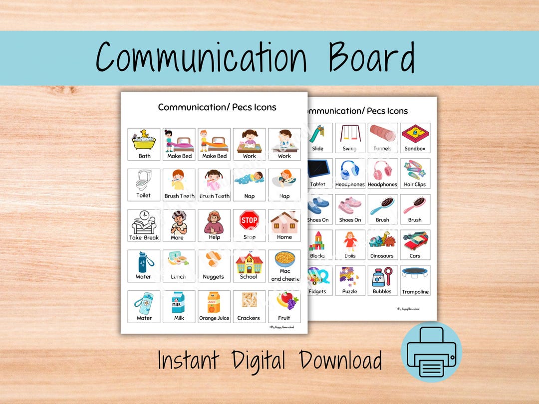 Autism Nonverbal Communication Pecs Board ICONS - Etsy