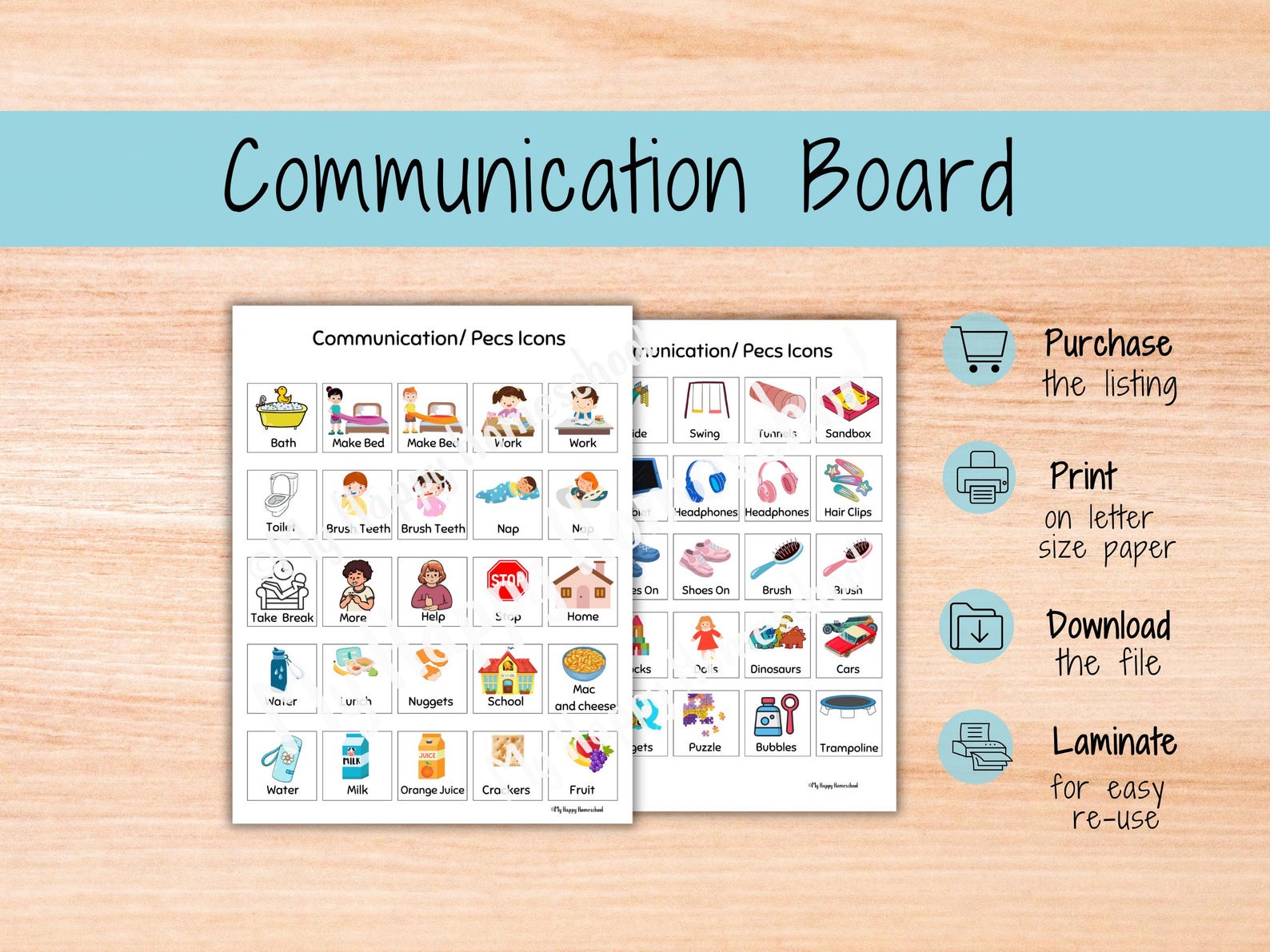 Autism Nonverbal Communication Pecs Board ICONS - Etsy
