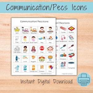Autism Nonverbal Communication Pecs Board ICONS - Etsy