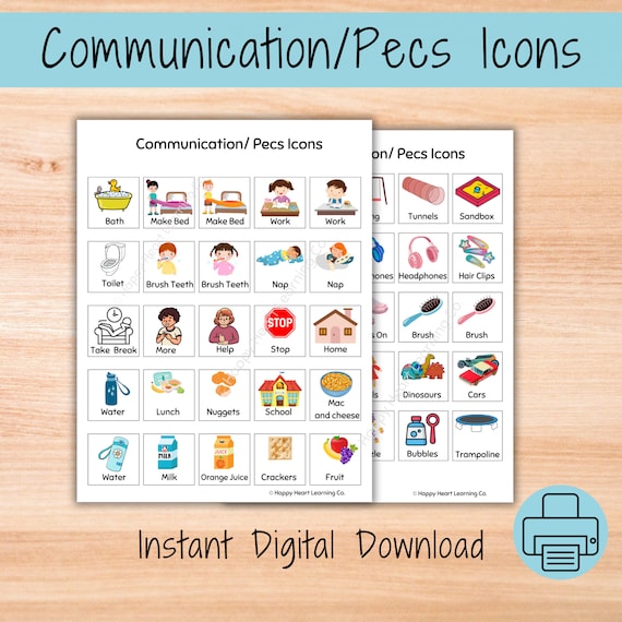 Printable Pecs Icons Large Picture Communication Board Set Ideal For