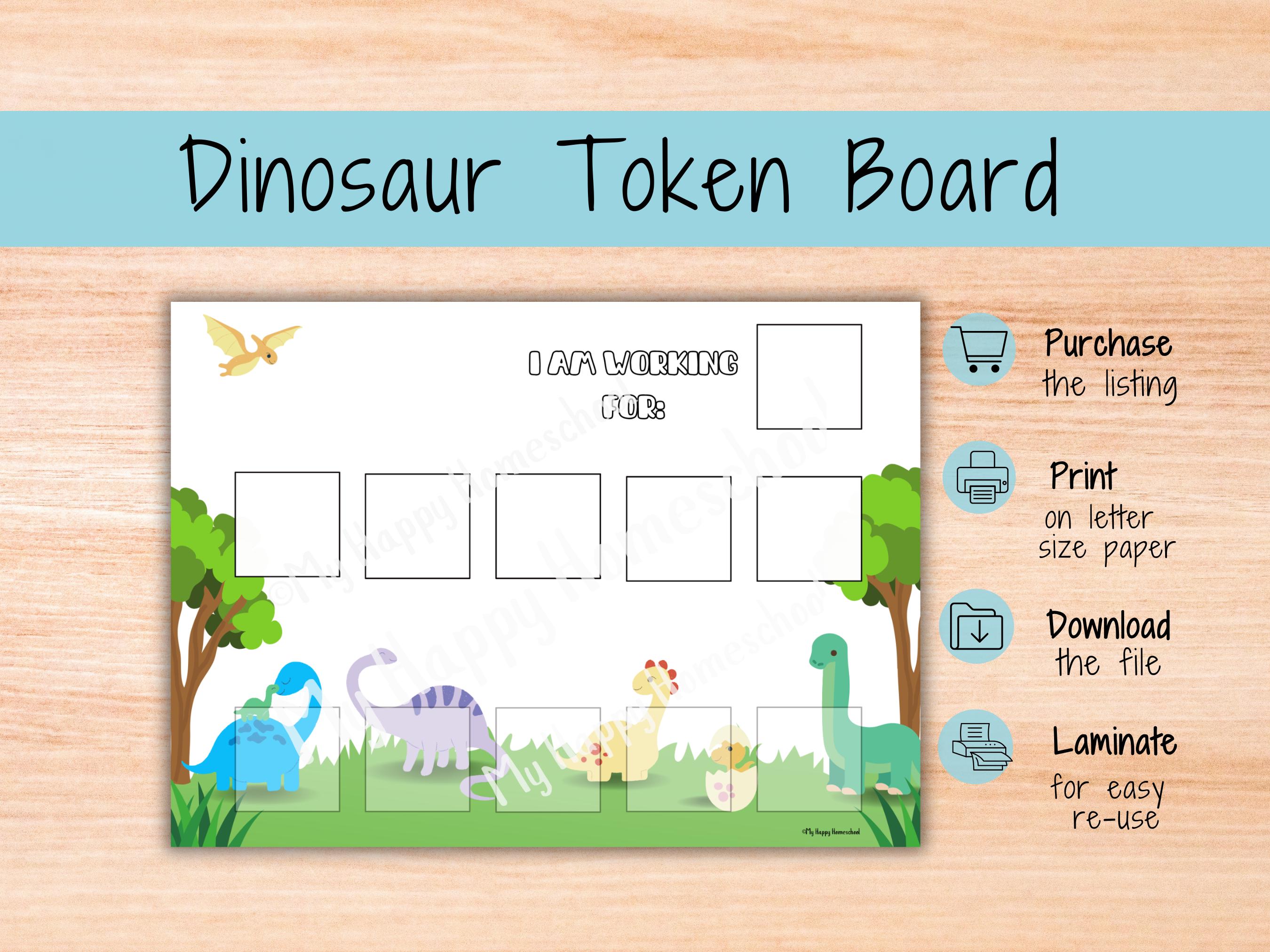 DINOSAUR TOKEN BOARD Autism and Nonverbal Printable - Etsy