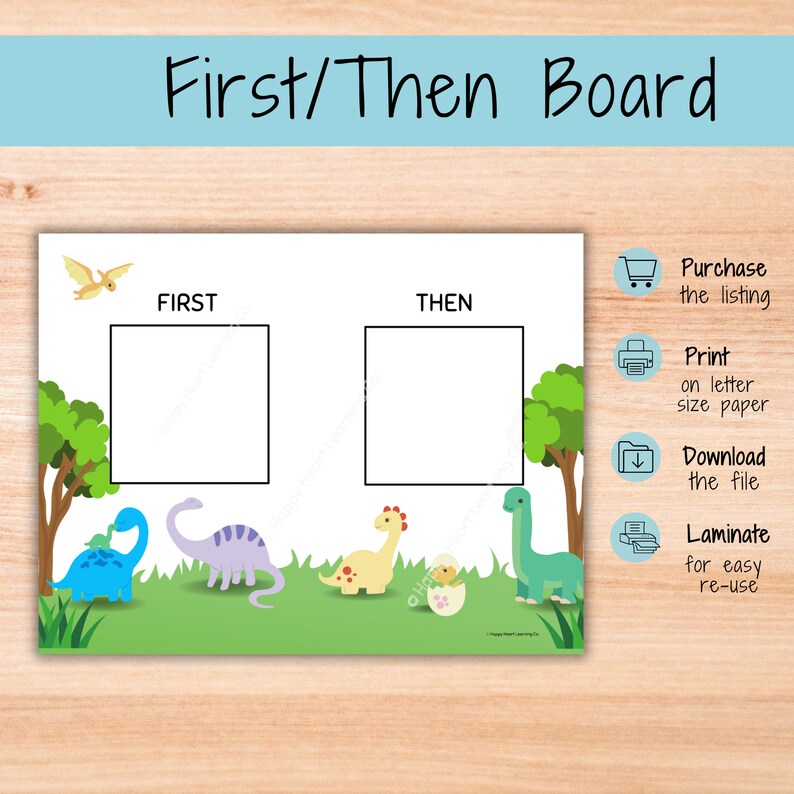 DINOSAUR FIRST THEN Board Autism and Nonverbal Printable - Etsy