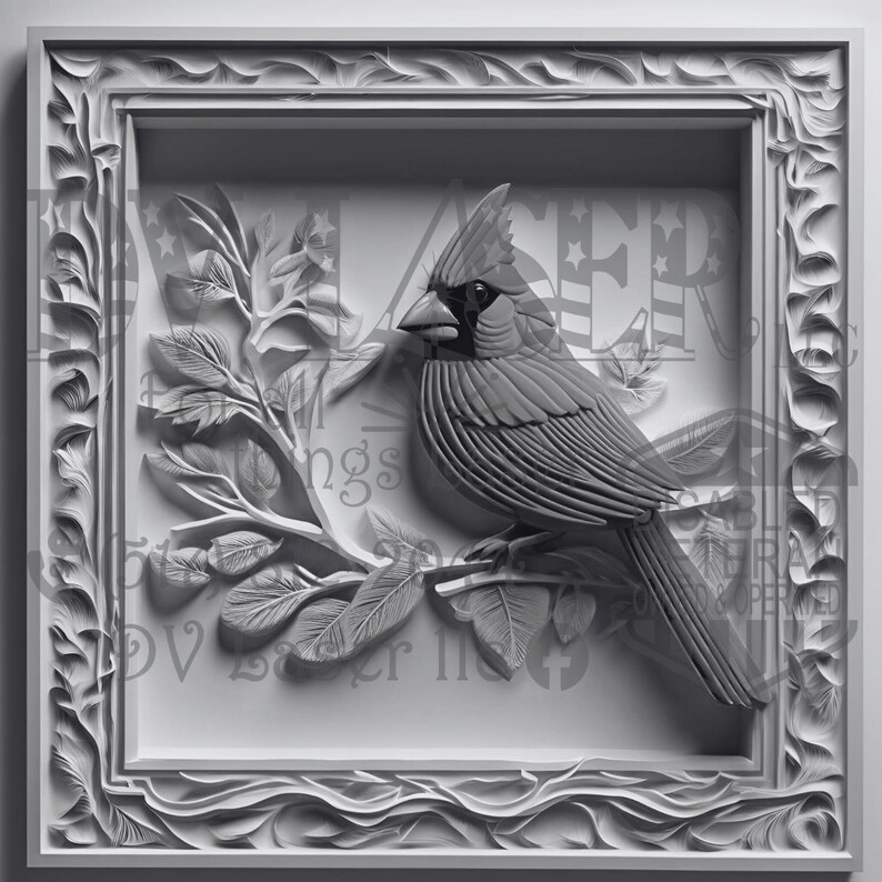 Cardinal - Laser Burn PNG - Digital Grayscale - Laser Ready - Etsy