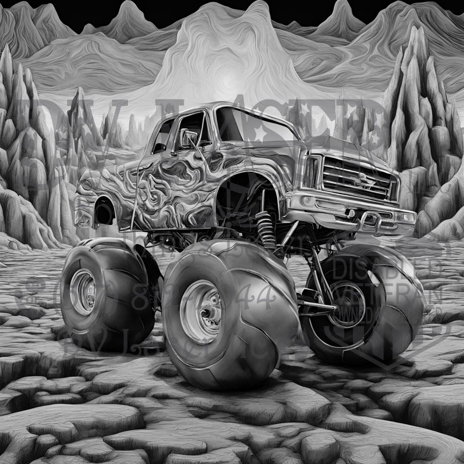 Monster Truck Print or Engrave Laser Ready Image - Etsy