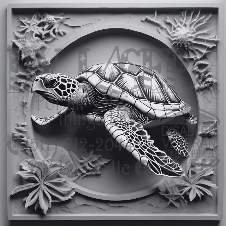 Sea Turtle - Wood Relief - Art - Laser Burn PNG - Etsy