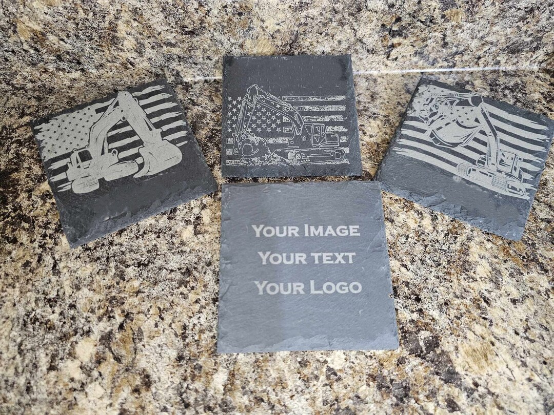 Custom Engraved Laser Engraved Slate Coasters, Gift, Wedding, Couple ...