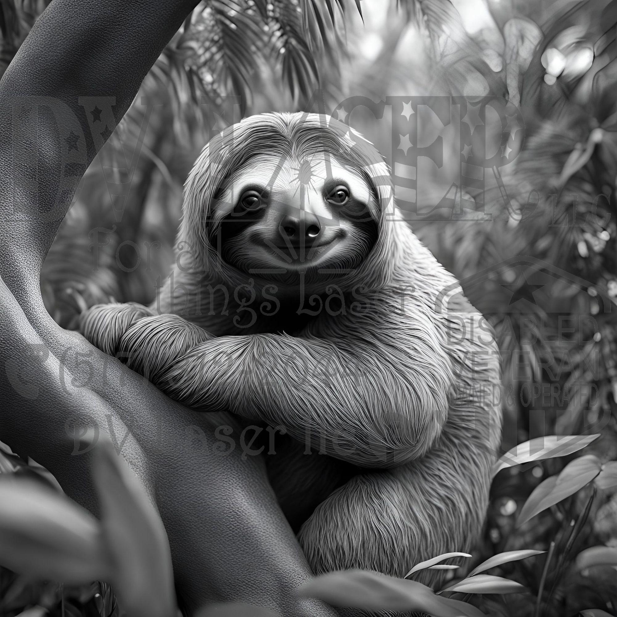 Sloth in Grayscale - Printable Artwork - Laser-ready Engravable - Etsy