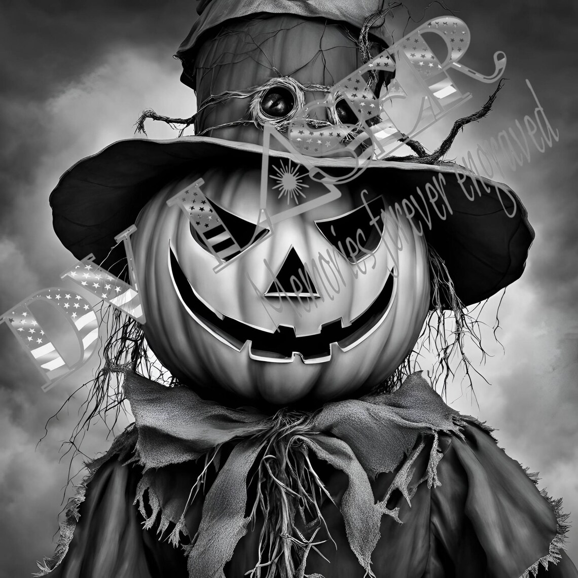 Grayscale Jack the Scarecrow Set of 4 Images - Etsy
